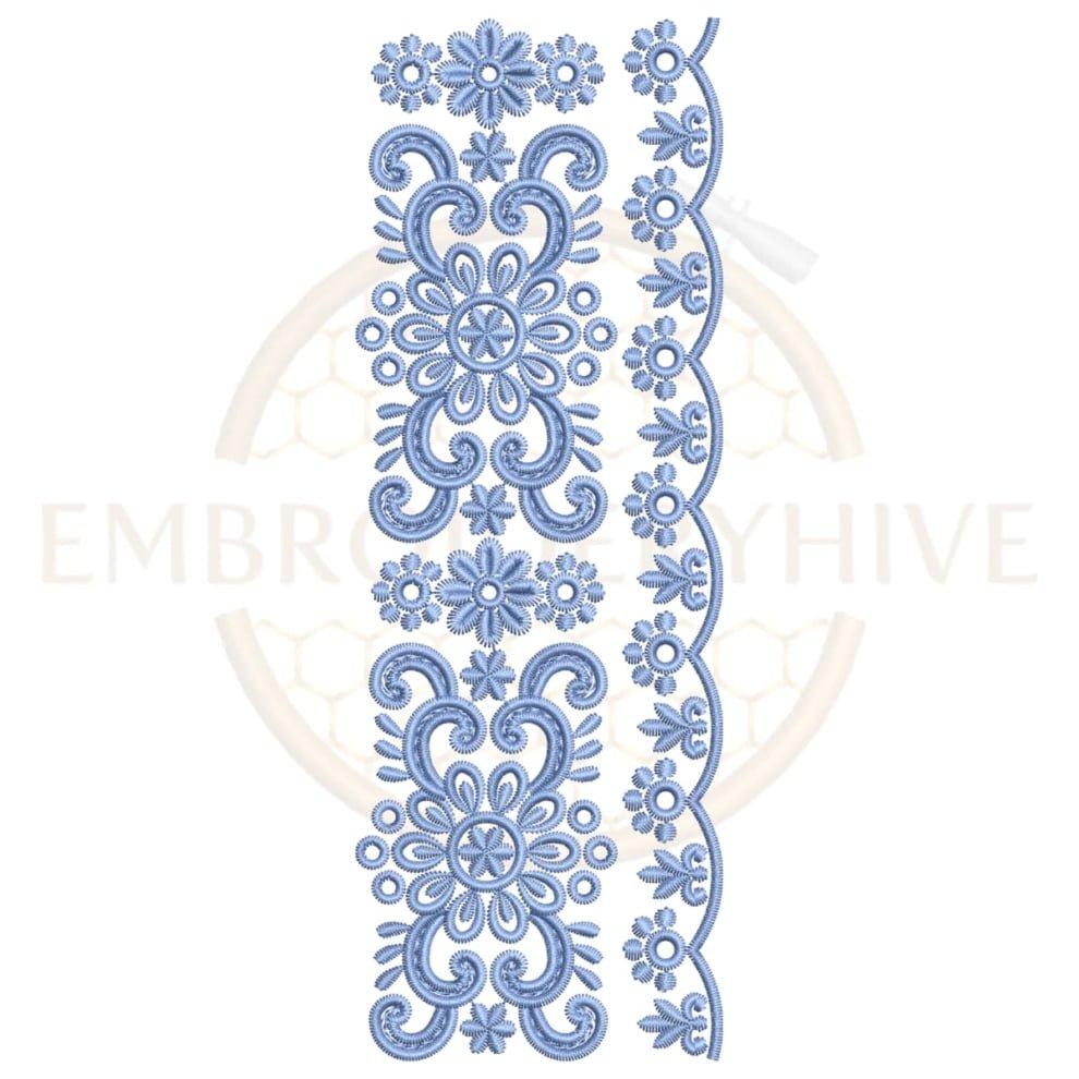 Flower Border Embroidery Design(E-0208) - EmbroideryHive