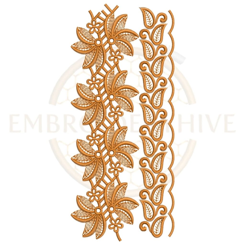 Floral Border Embroidery Design(E-0246) - EmbroideryHive