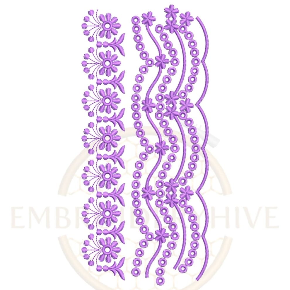 Floral Border Embroidery Design(E-0271) - EmbroideryHive