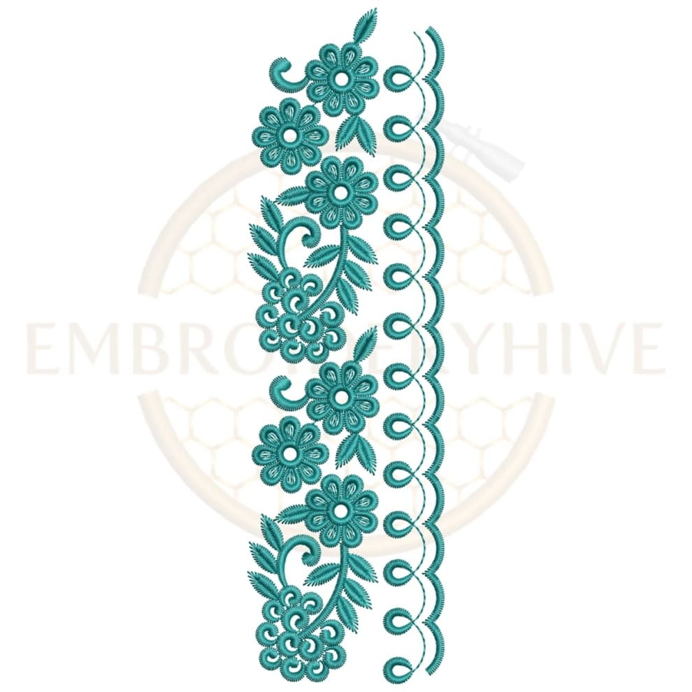 Floral Border Embroidery Design(E-0362) - EmbroideryHive