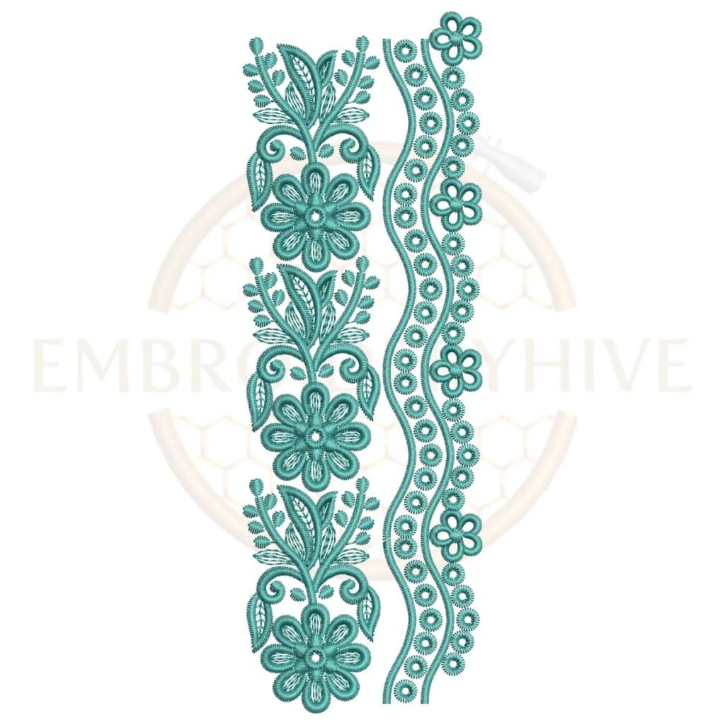 Floral Border Embroidery Design(E-0391) - EmbroideryHive