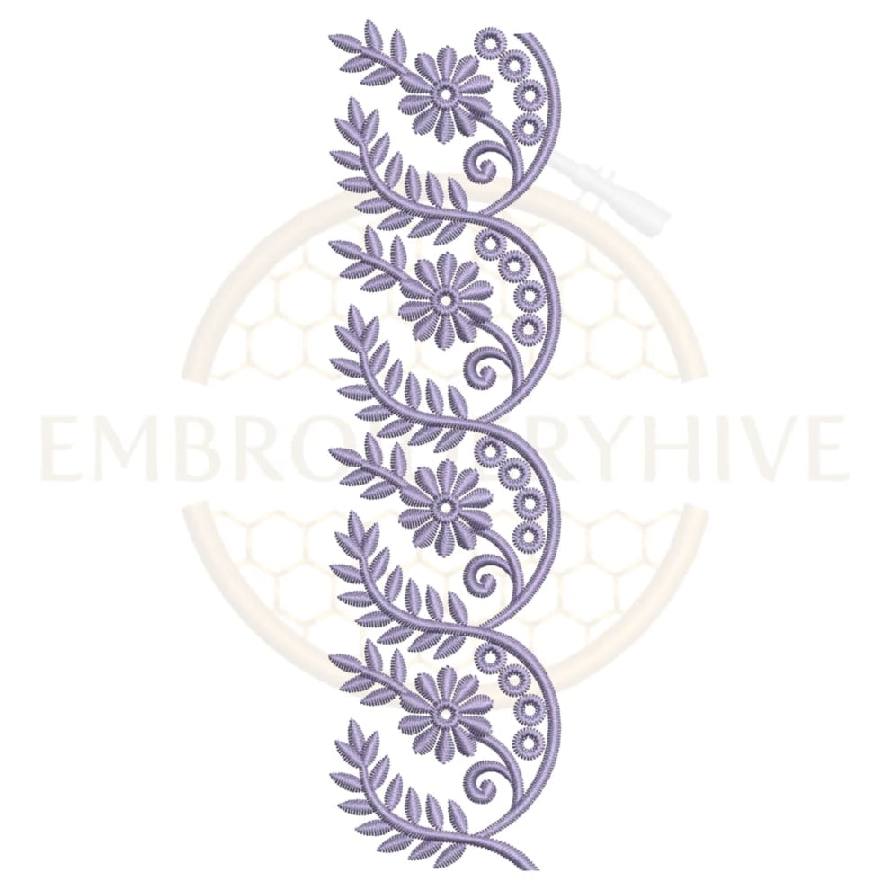 Floral Border Embroidery Design(E-0362) - EmbroideryHive