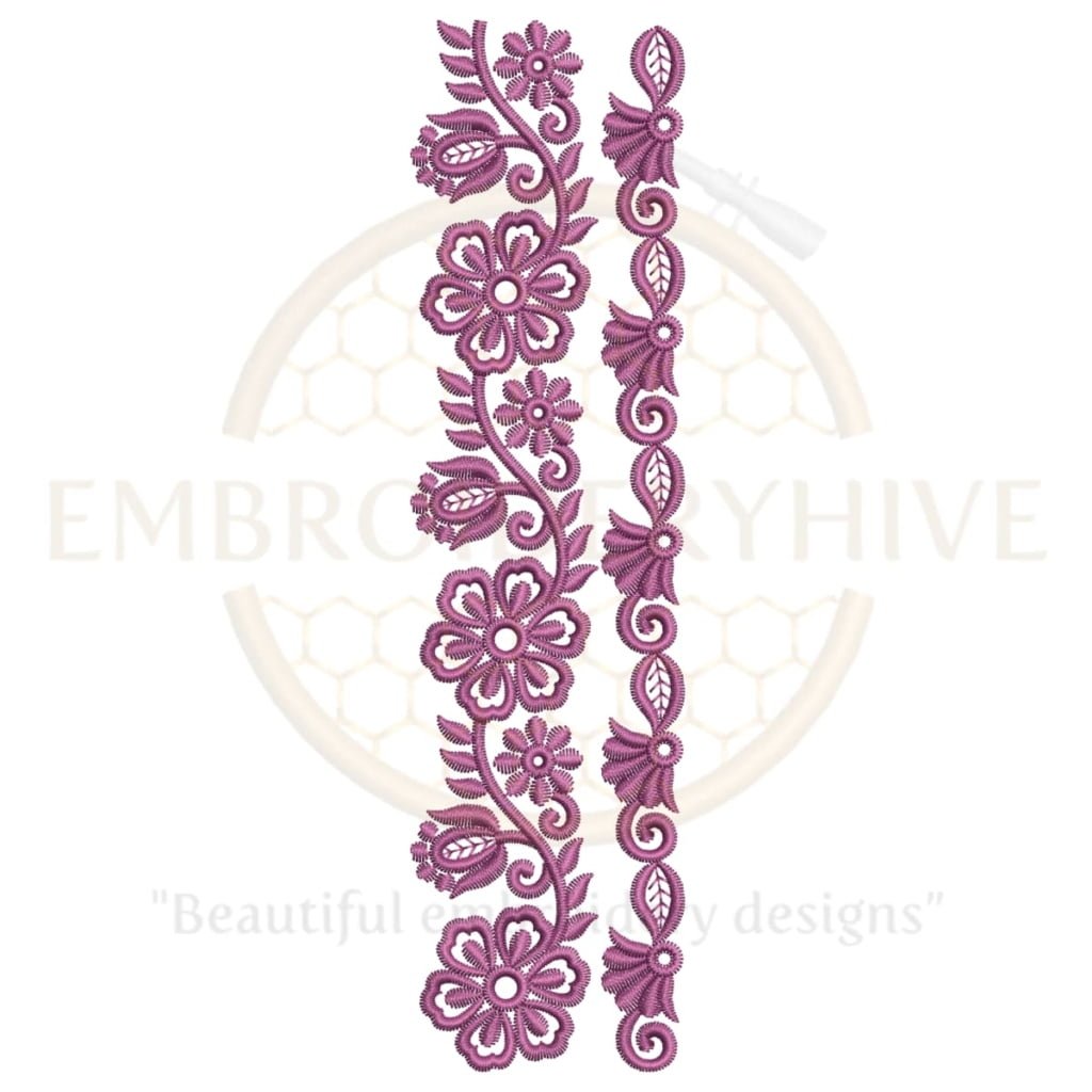 Flower Border Embroidery Design(E-0537) - EmbroideryHive