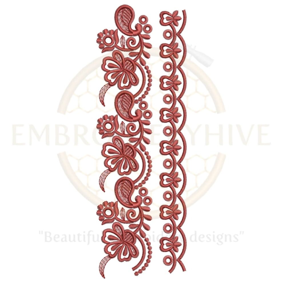 Floral Border Embroidery Design (E-0633) - EmbroideryHive