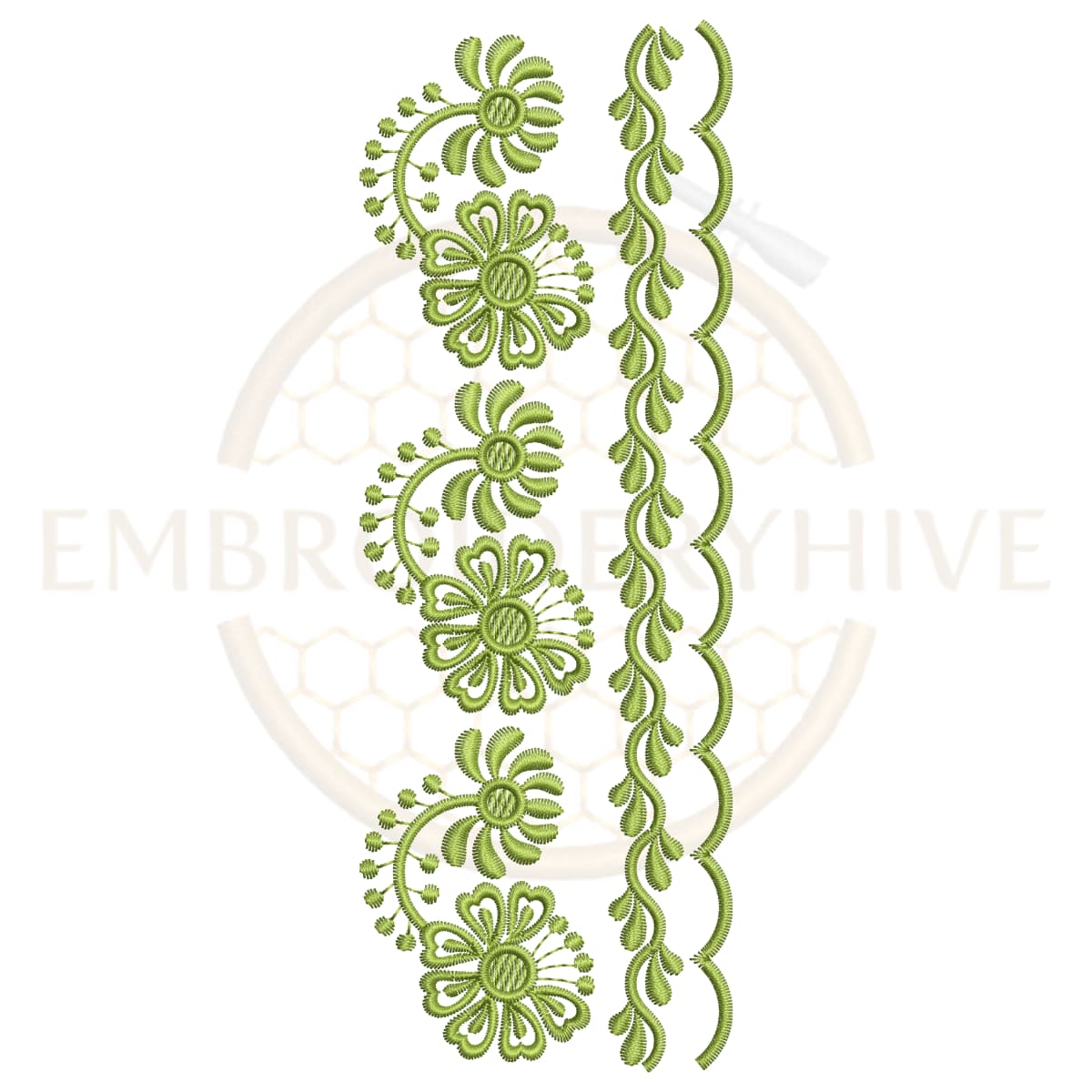 Floral Border Embroidery Design(E-0183) - EmbroideryHive