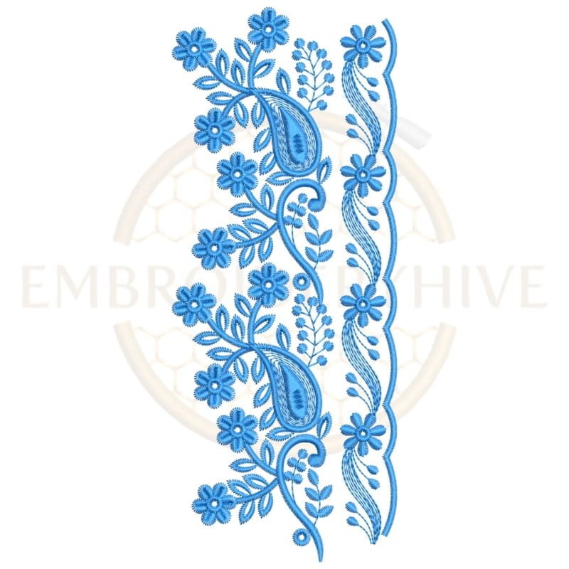 Flower Border Embroidery Design(E-0172) - EmbroideryHive