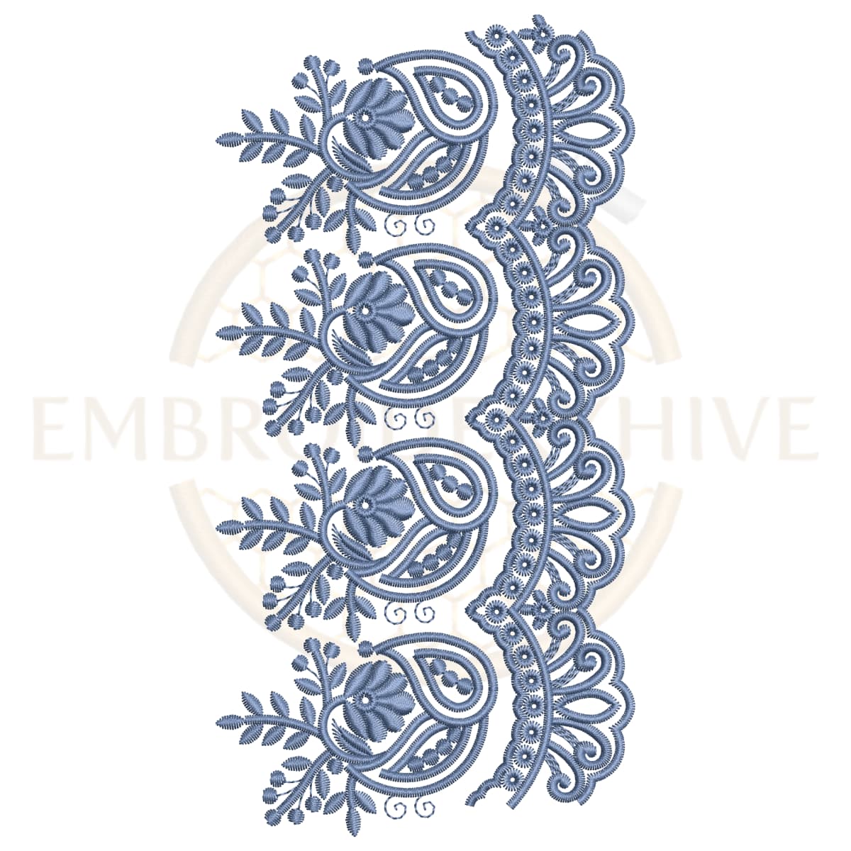 Floral Border Embroidery Design(E-0244) - EmbroideryHive