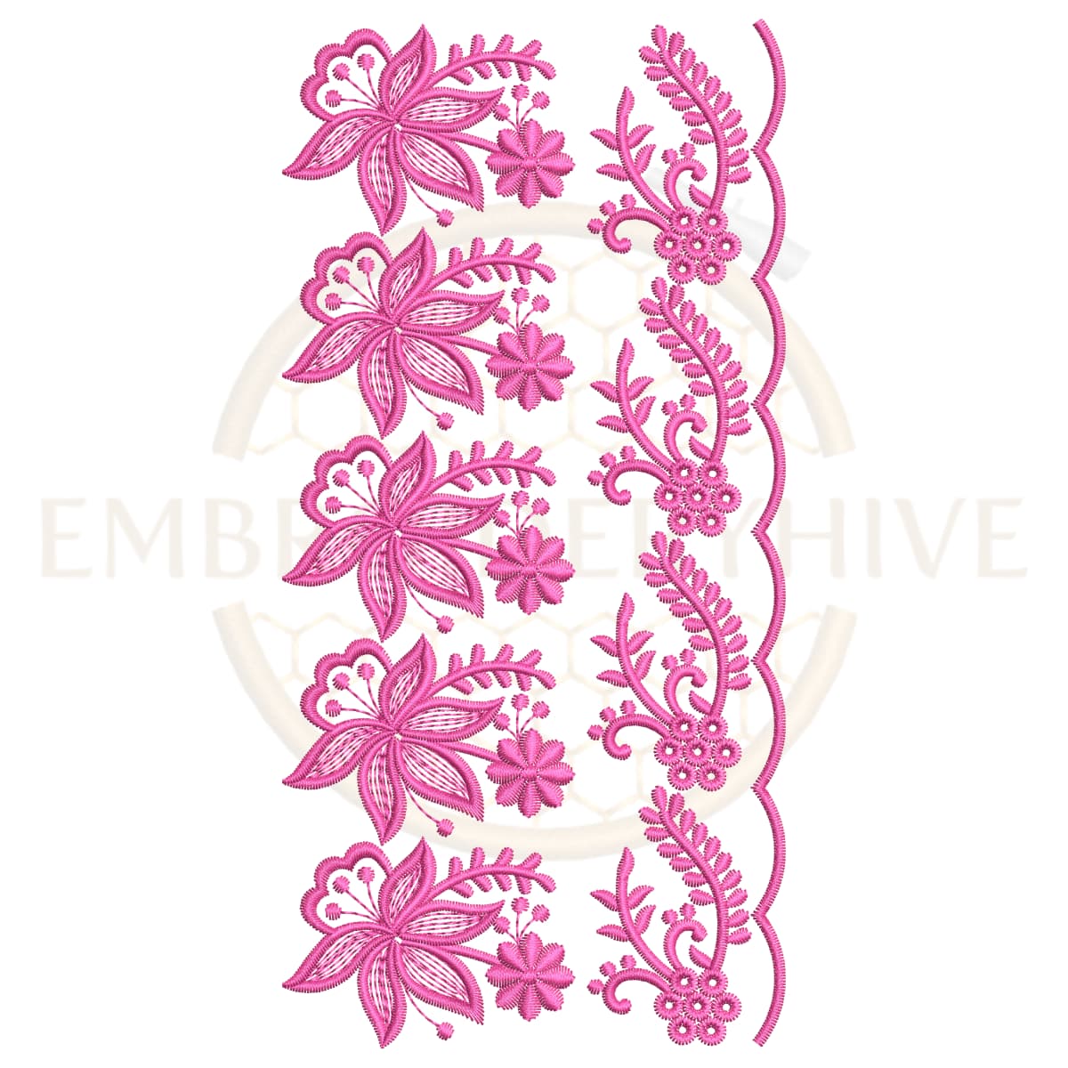 Floral Border Embroidery Design(E-0271) - EmbroideryHive