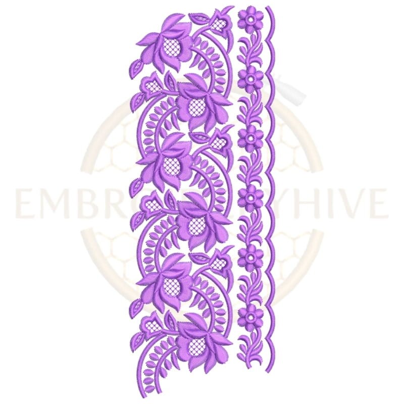 Floral Border Embroidery Design(E-0309) - EmbroideryHive