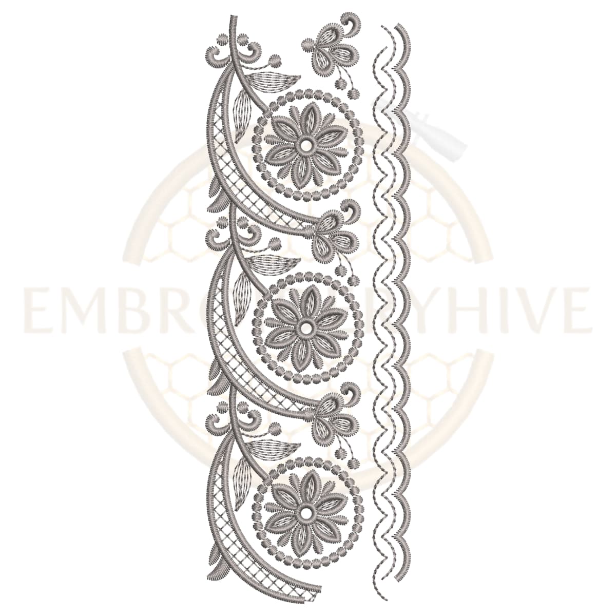 Floral Border Embroidery Design(E-0340) - EmbroideryHive