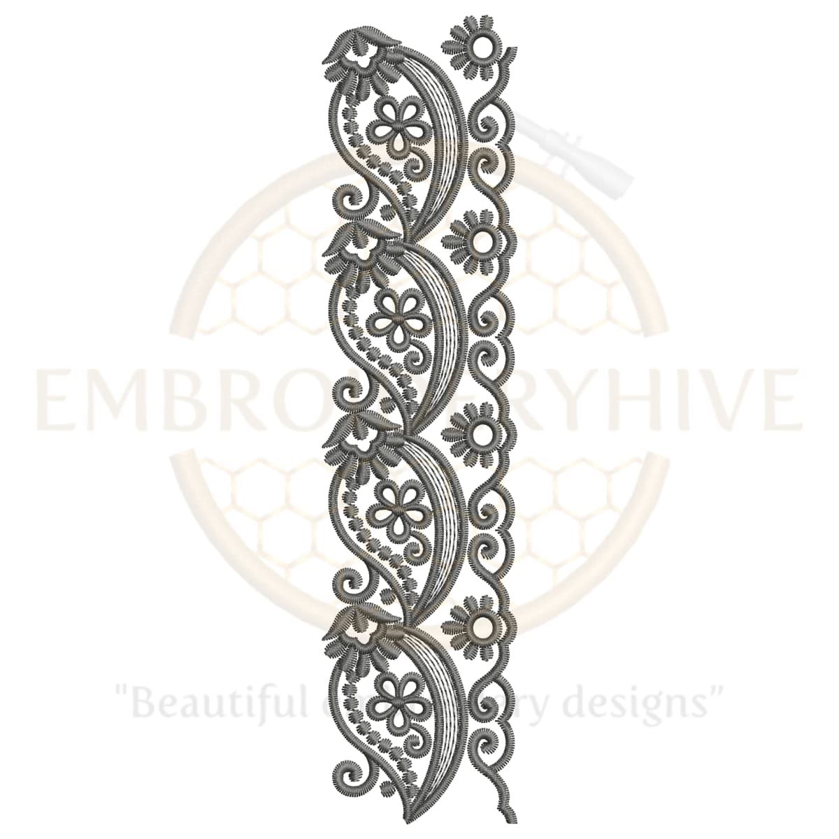 Floral Border Embroidery Design(E-0424) - EmbroideryHive