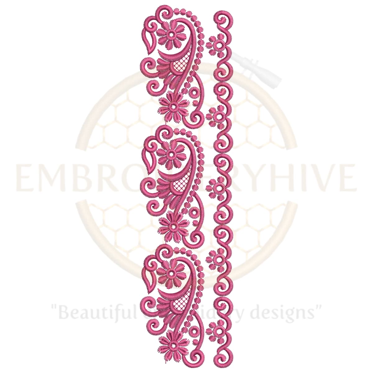 Floral Border Embroidery Design(E-0426) - EmbroideryHive