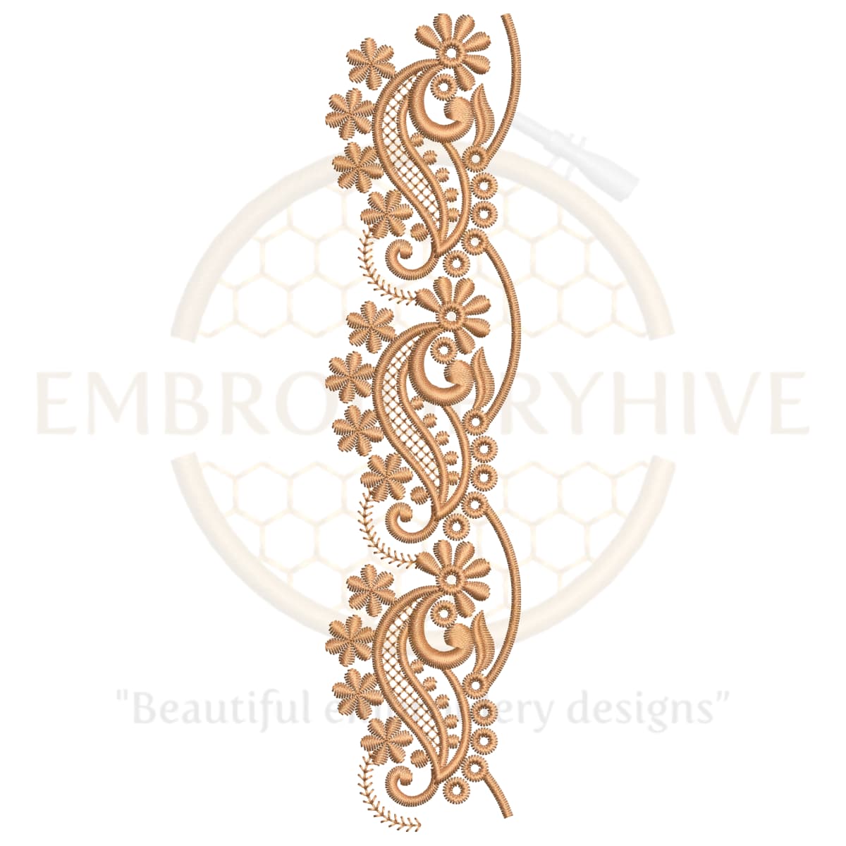 Floral Border Embroidery Design(E-0458) - EmbroideryHive