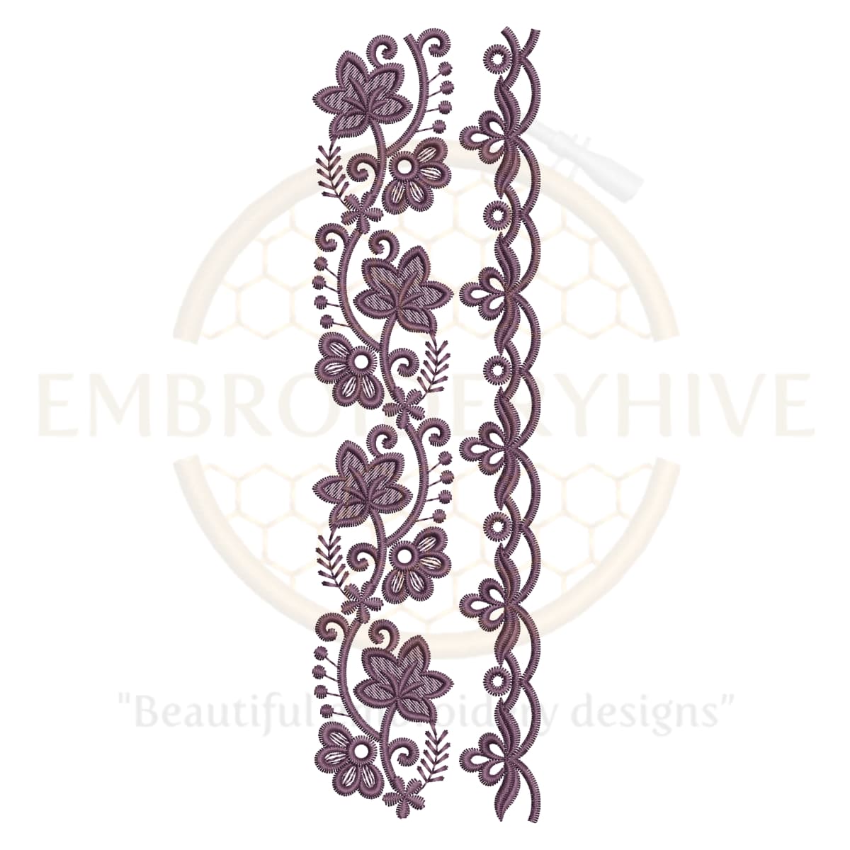 Floral Border Embroidery Design(E-0511) - EmbroideryHive