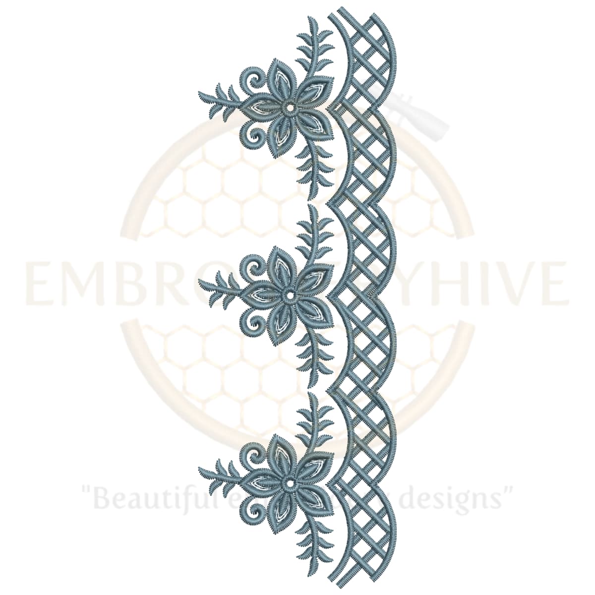 Floral Border Embroidery Design(E-0519) - EmbroideryHive