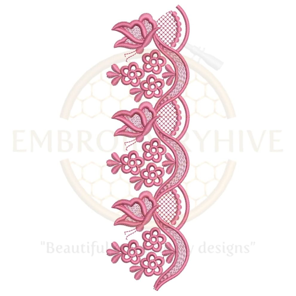 Floral Border Embroidery Design (E-0637) - EmbroideryHive