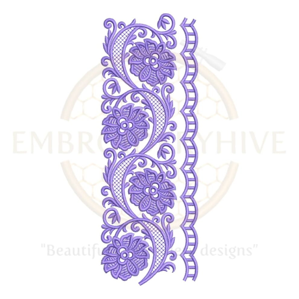Flower Border Embroidery Design (E-0592) - EmbroideryHive