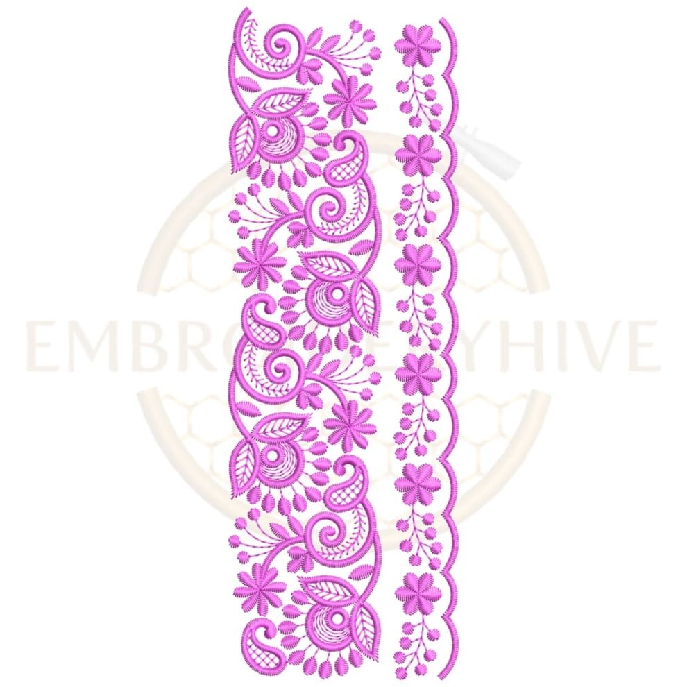 Flower Border Embroidery Design(E-0172) - EmbroideryHive
