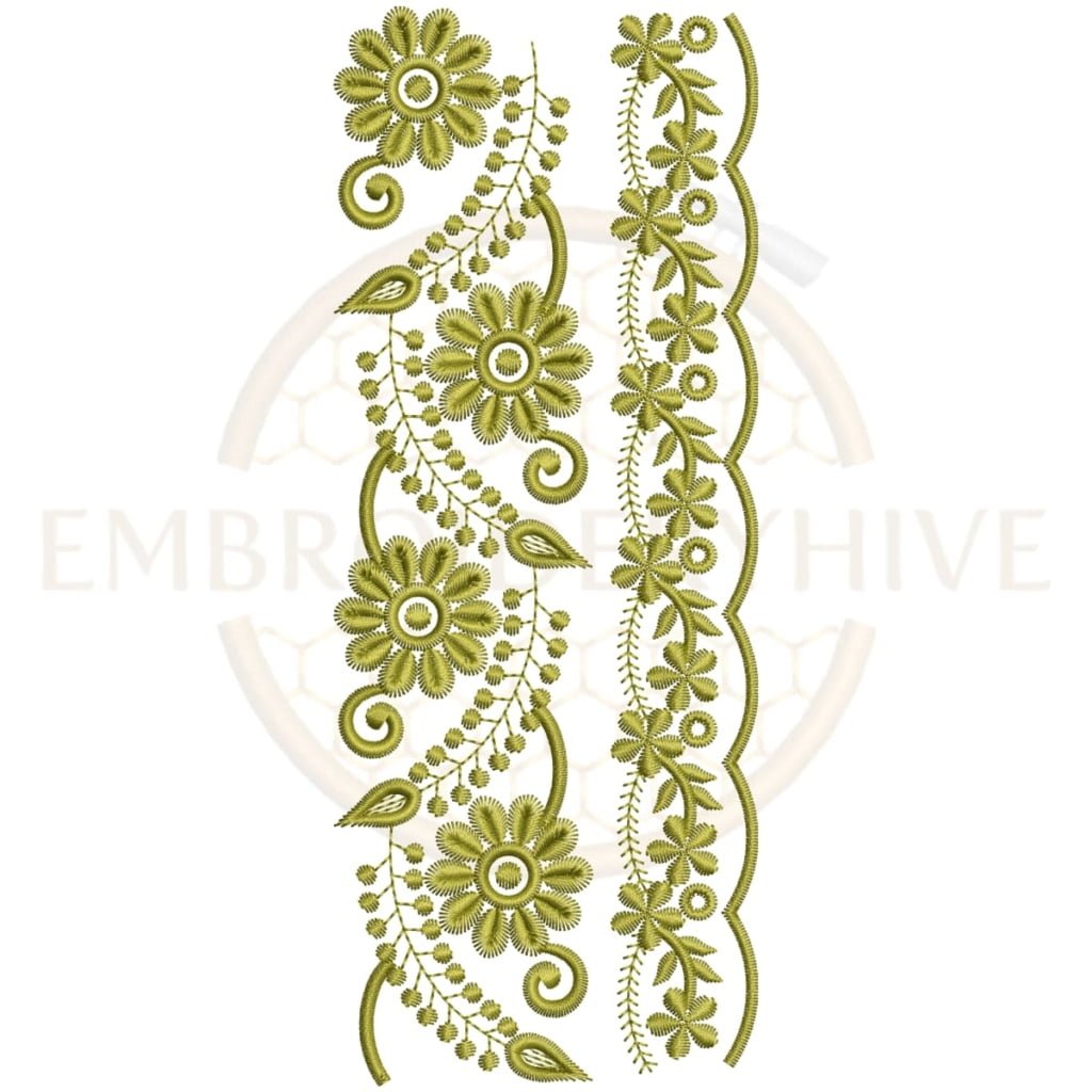 Floral Border Embroidery Design(E-0271) - EmbroideryHive