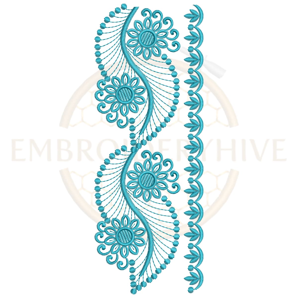 Flower Border Embroidery Design(E-0294) - EmbroideryHive