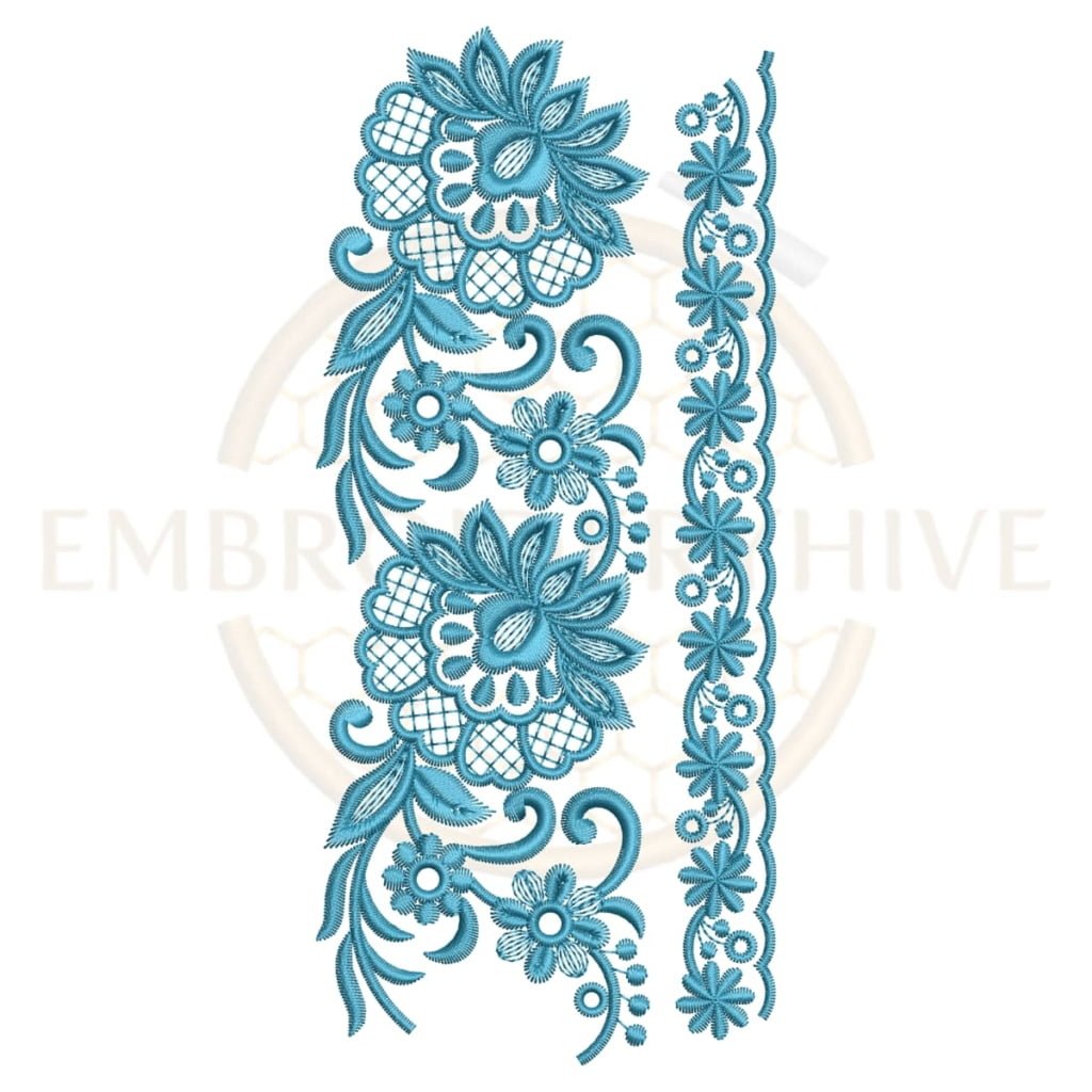 Floral Border Embroidery Design(E-0246) - EmbroideryHive