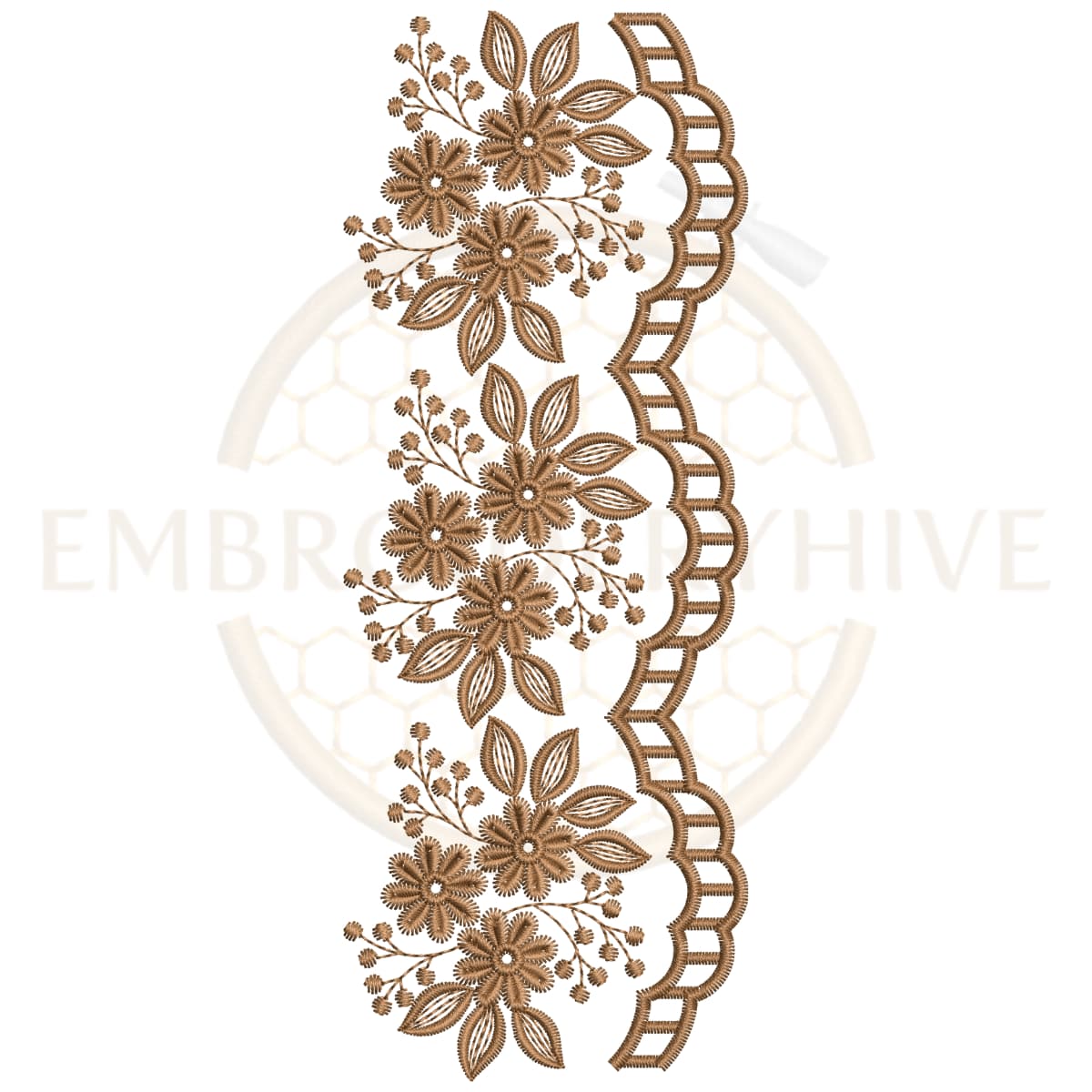 Flower Border Embroidery Design(E-0300) - EmbroideryHive