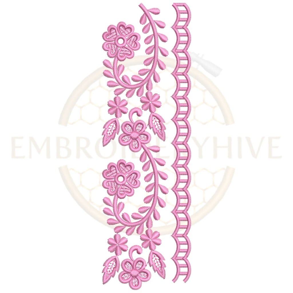 Floral Border Embroidery Design(E-0362) - EmbroideryHive