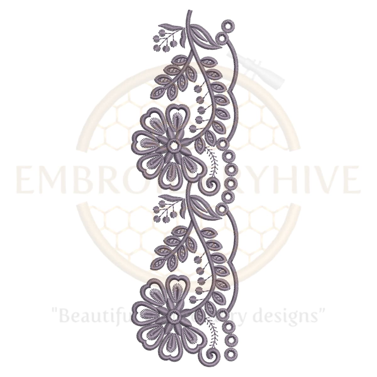Flower Border Embroidery Design(E-0445) - EmbroideryHive