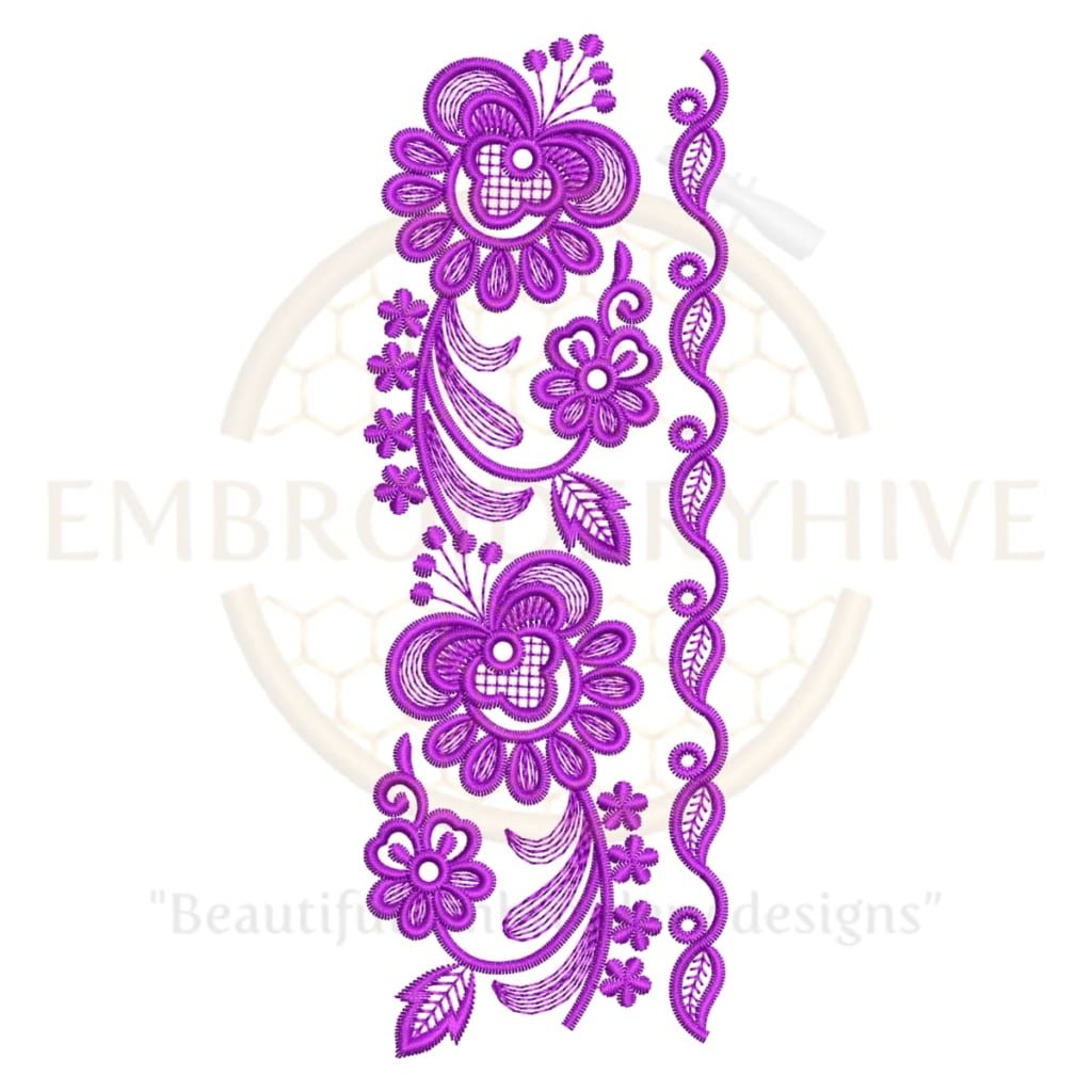 Flower Border Embroidery Design(E-0508) - EmbroideryHive