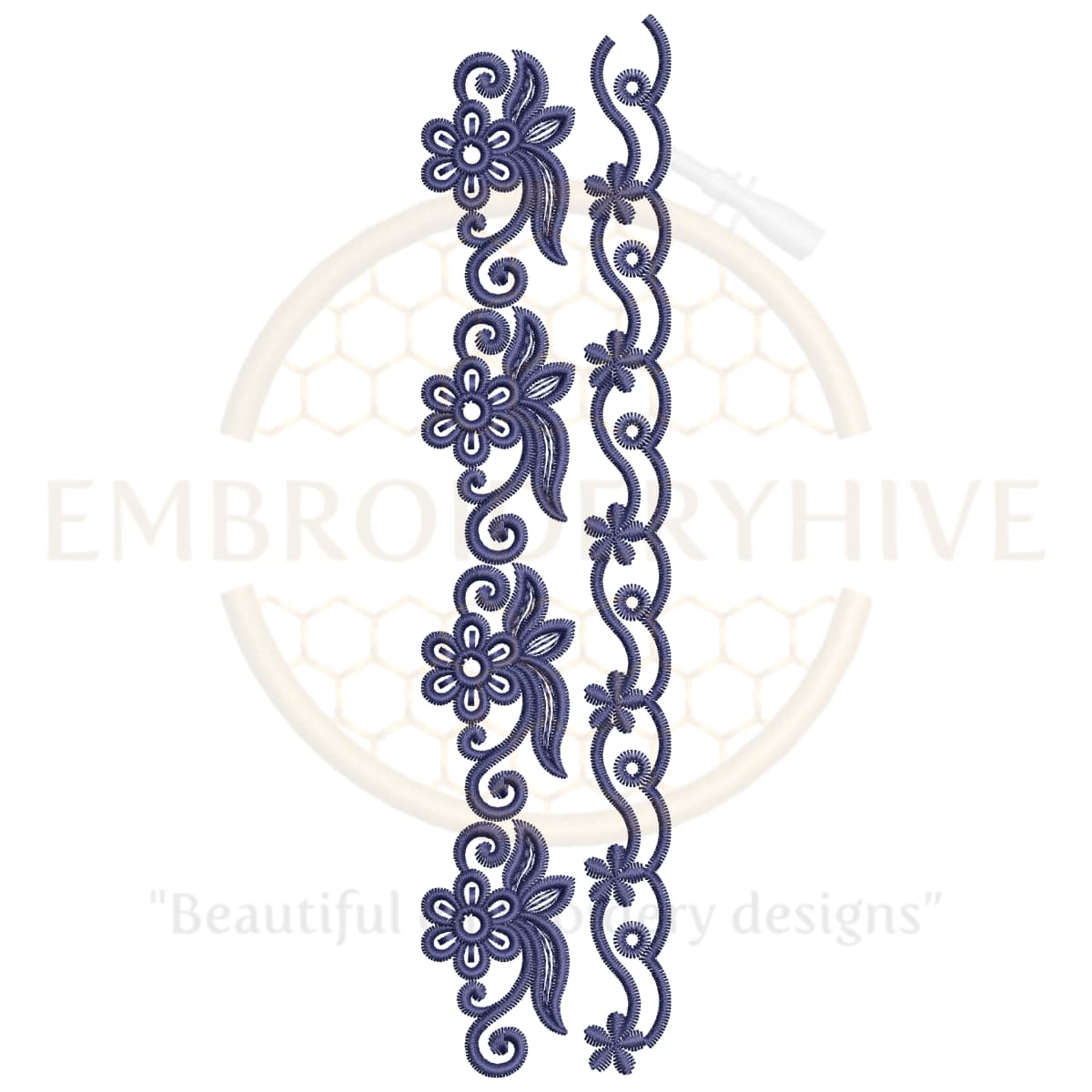 Flower Border Embroidery Design(E-0473) - EmbroideryHive