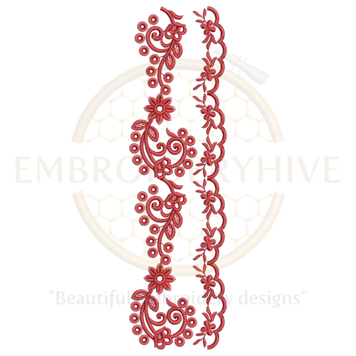 Flower Border Embroidery Design(E-0477) - EmbroideryHive