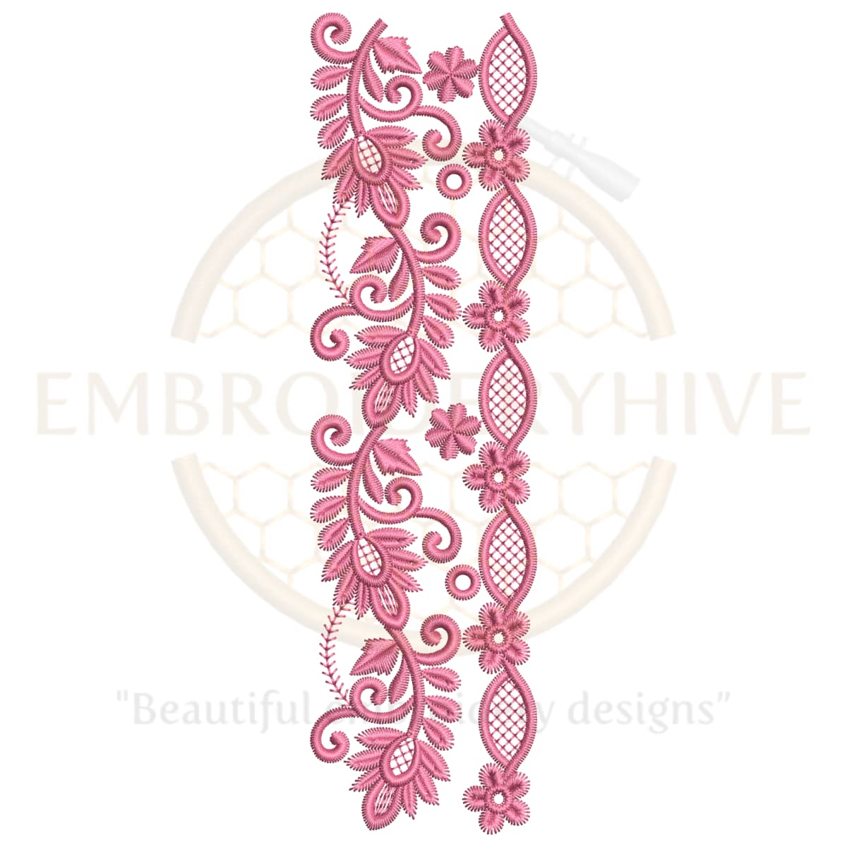 Flower Border Embroidery Design(E-0480) - EmbroideryHive