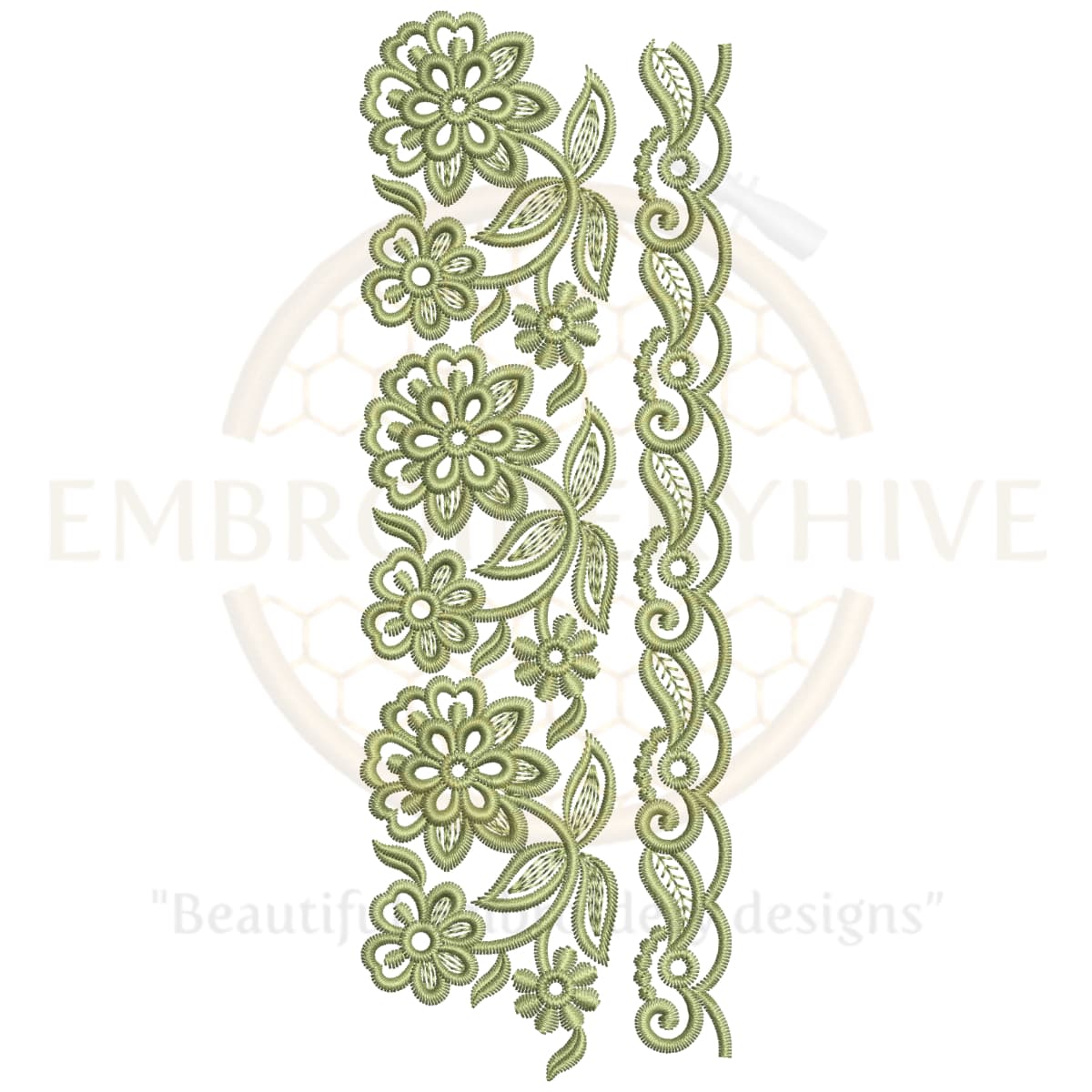 Flower Border Embroidery Design(E-0510) - EmbroideryHive