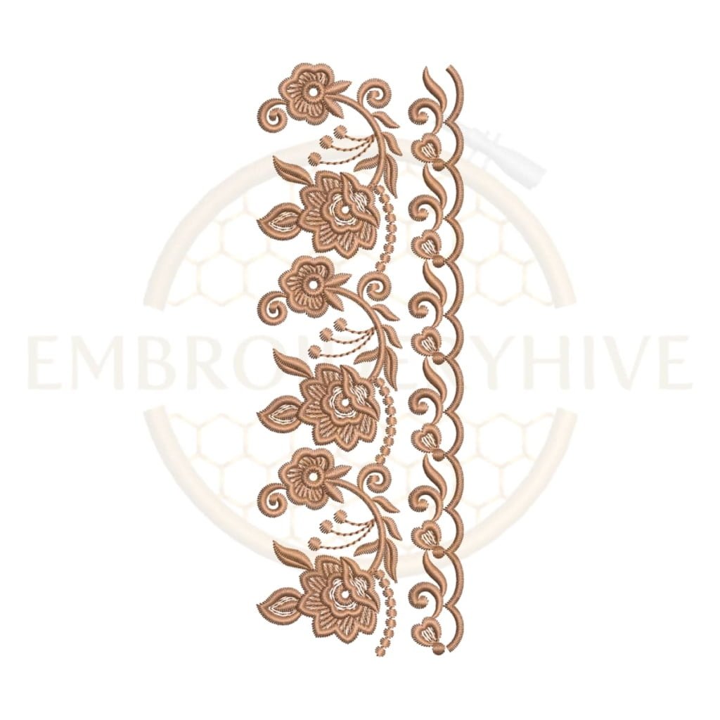 Floral Border Embroidery Design (E-0633) - EmbroideryHive