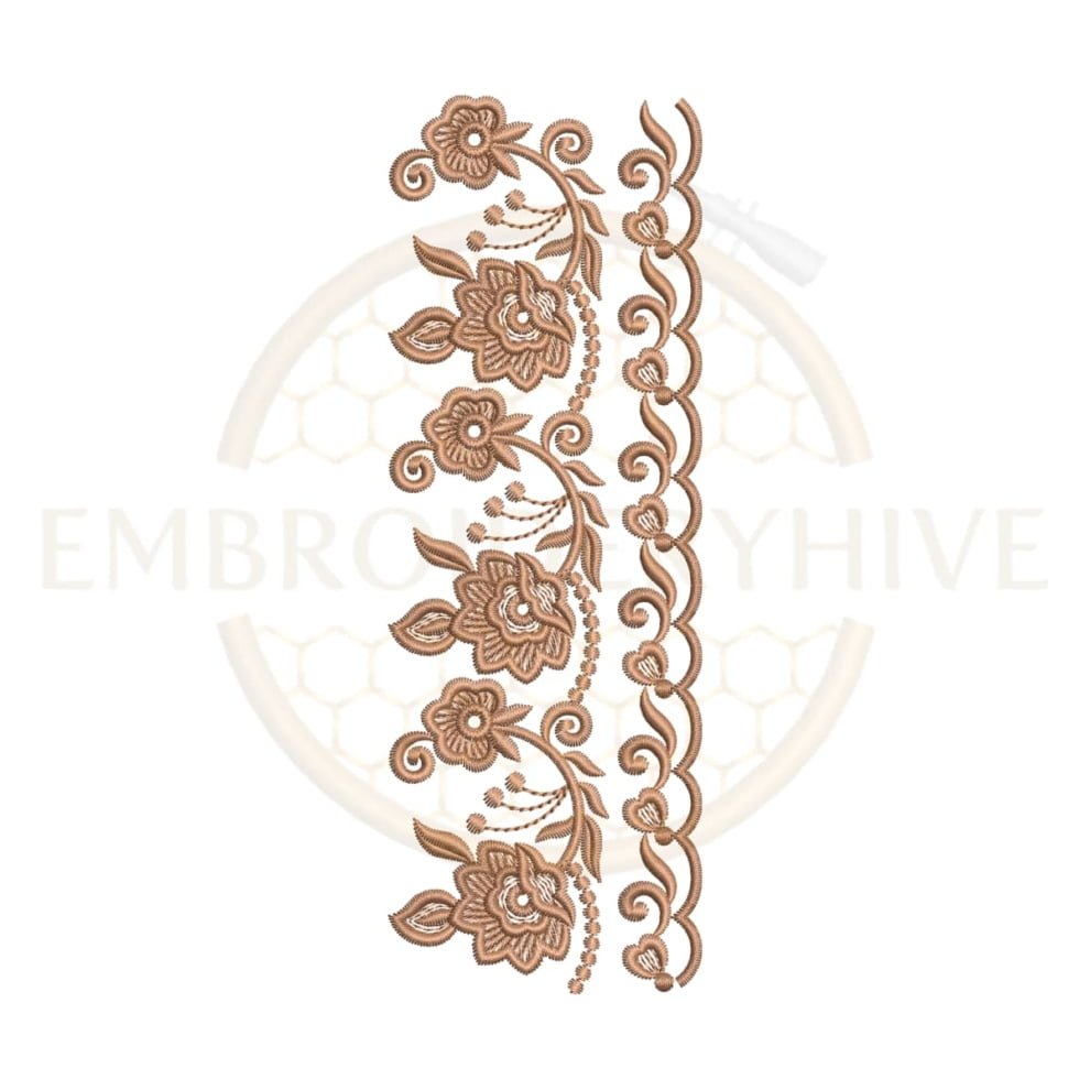 Floral Border Embroidery Design (E-0633) - EmbroideryHive