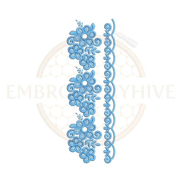 Floral Border Embroidery Design (E-0633) - EmbroideryHive