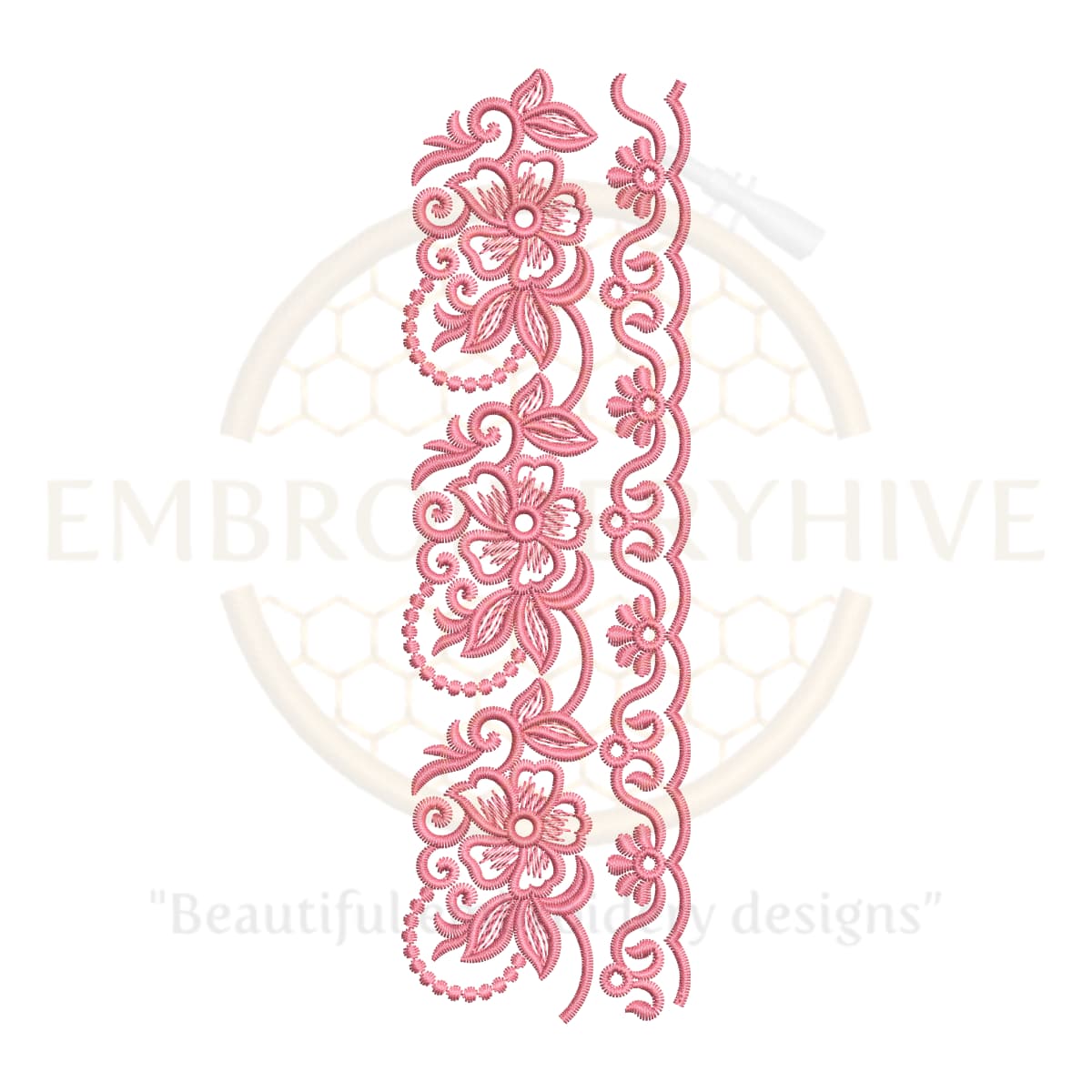 Flower Border Embroidery Design (E-0654) - EmbroideryHive