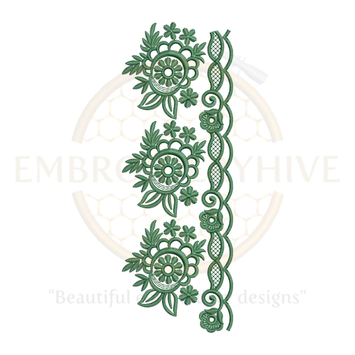 Flower Border Embroidery Design (E-0657) - EmbroideryHive