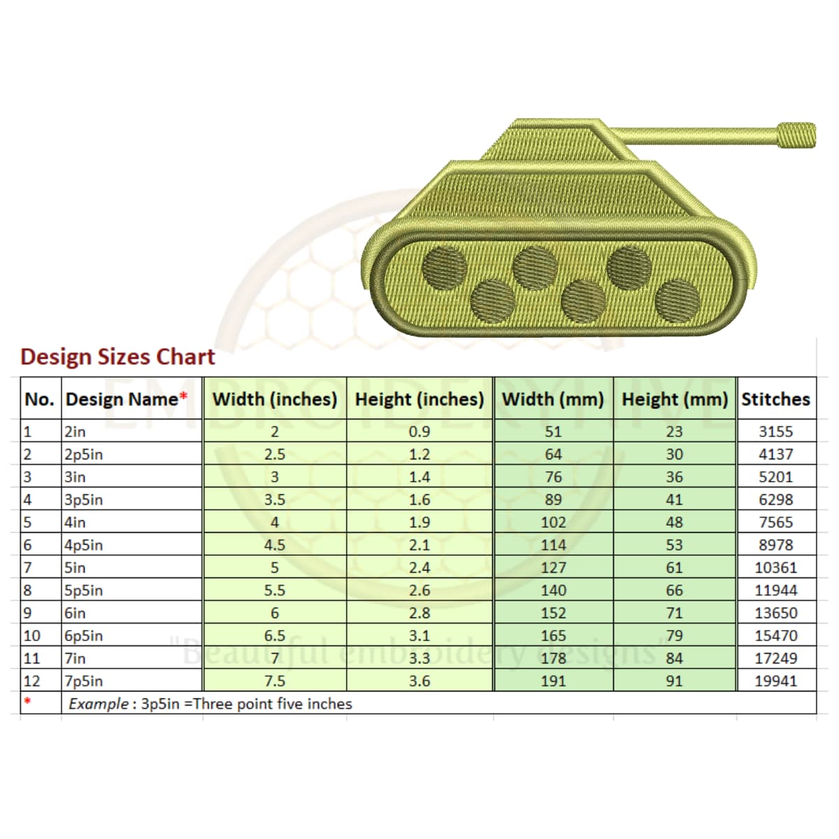 Tank Embroidery Design - EmbroideryHive