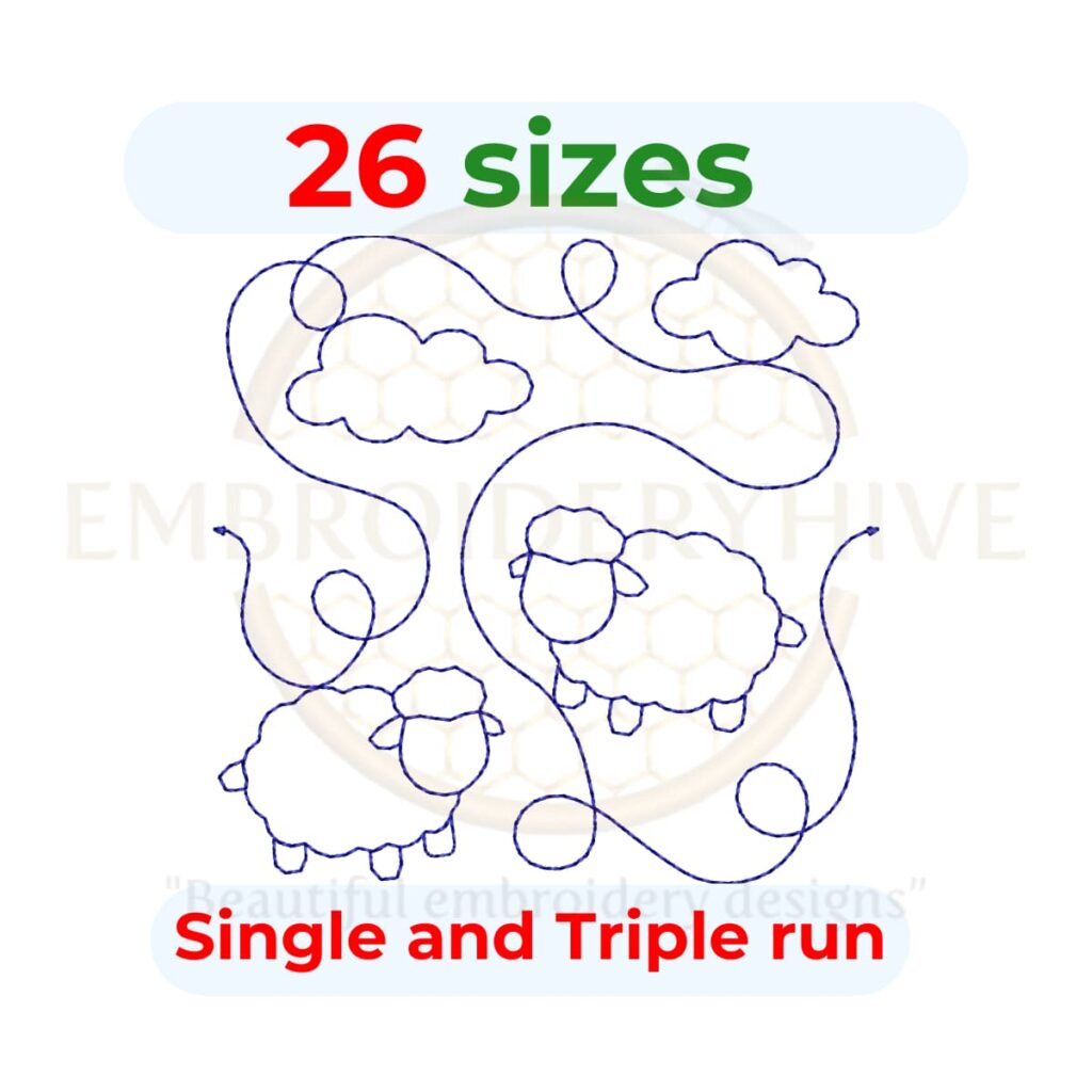 Sheep Quilting Embroidery Design | Edge to Edge Quilt Block ...