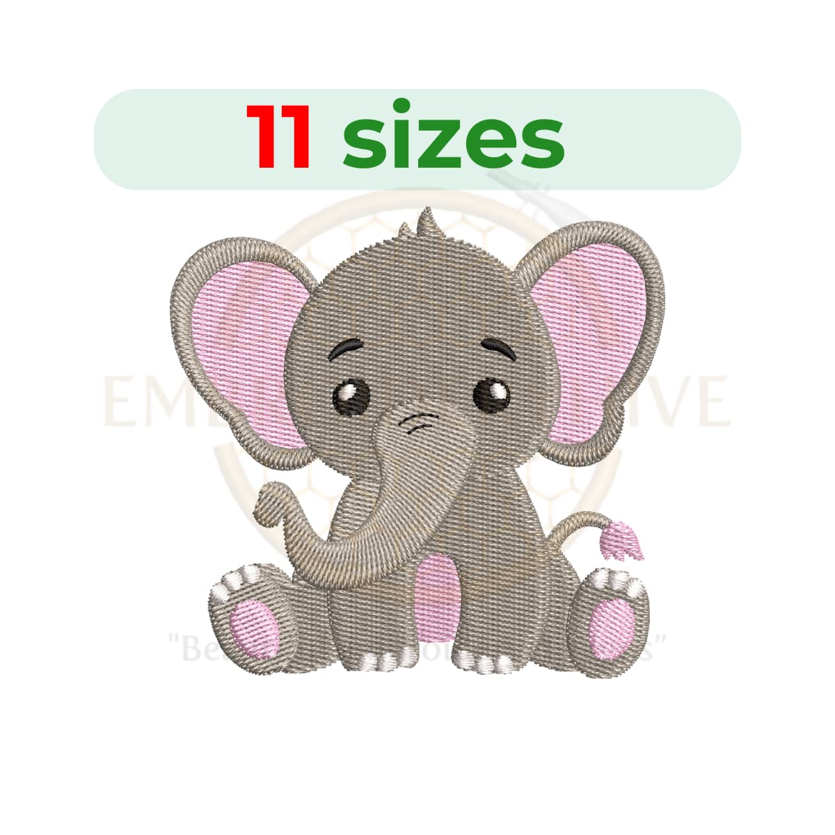Baby Elephant Embroidery Design - EmbroideryHive