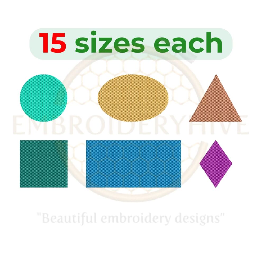 set 15 sizes Basic shapes embroidery Design - EmbroideryHive