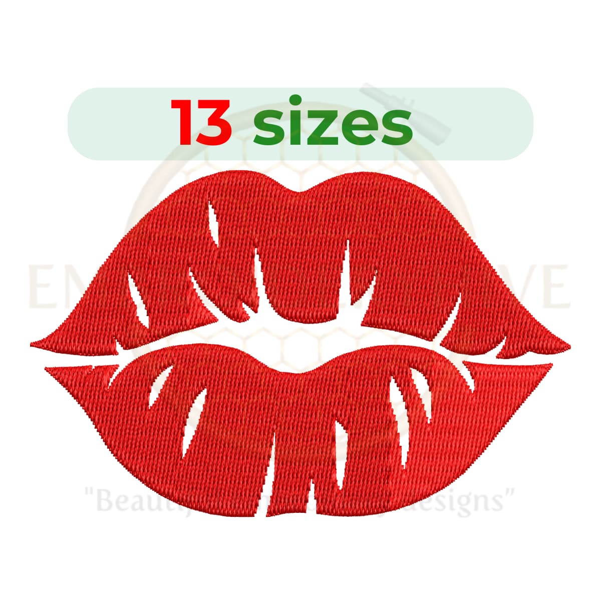 Kissing Lips embroidery design - EmbroideryHive