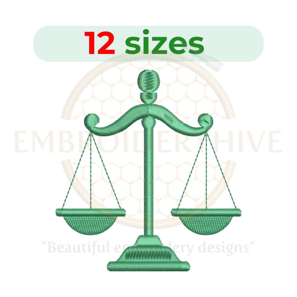 Scales Of Justice embroidery design - EmbroideryHive