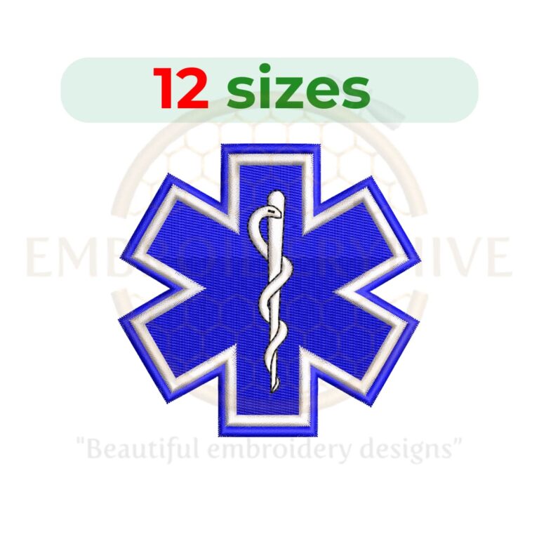Star of Life Embroidery Design - EmbroideryHive
