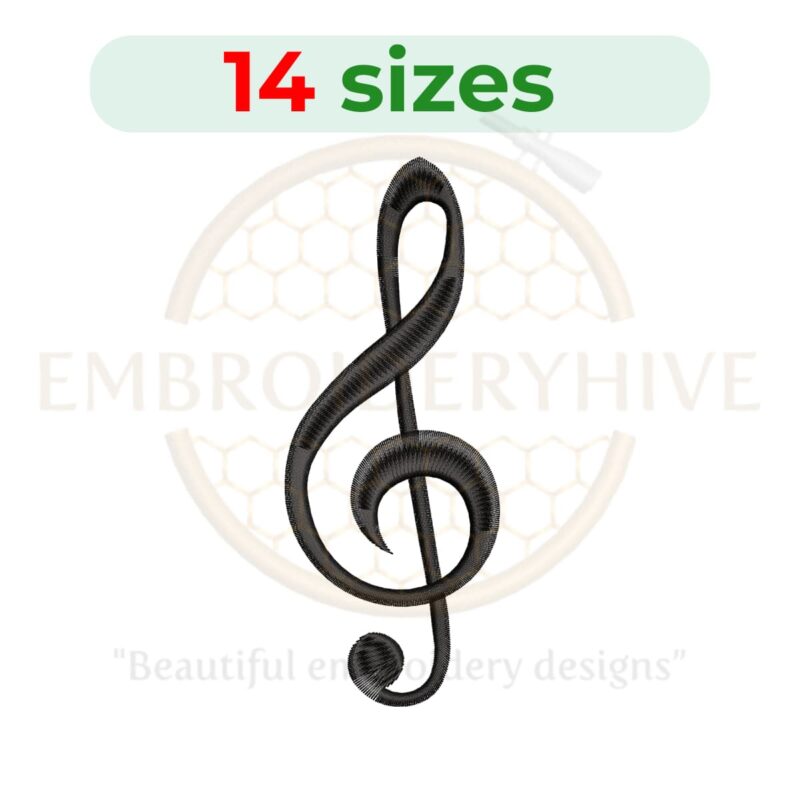 Treble Clef Machine Embroidery design - EmbroideryHive