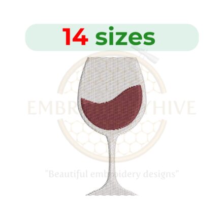 Wine Glass Embroidery Design - EmbroideryHive