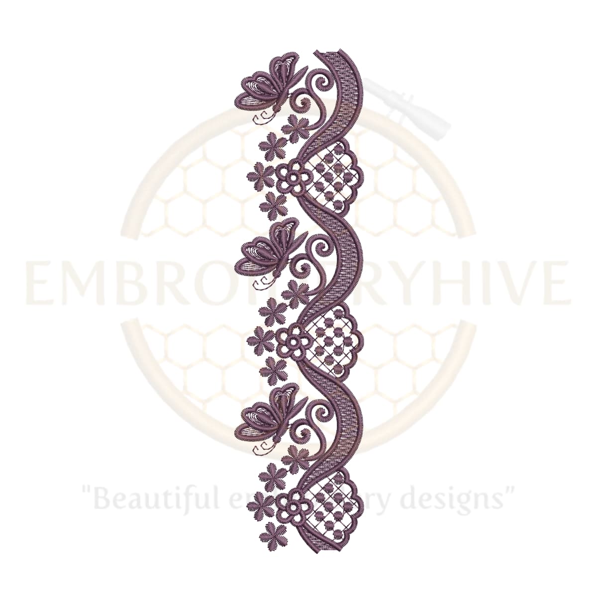 Floral Border Embroidery Design – Scroll Flower Motif (E-0857 ...