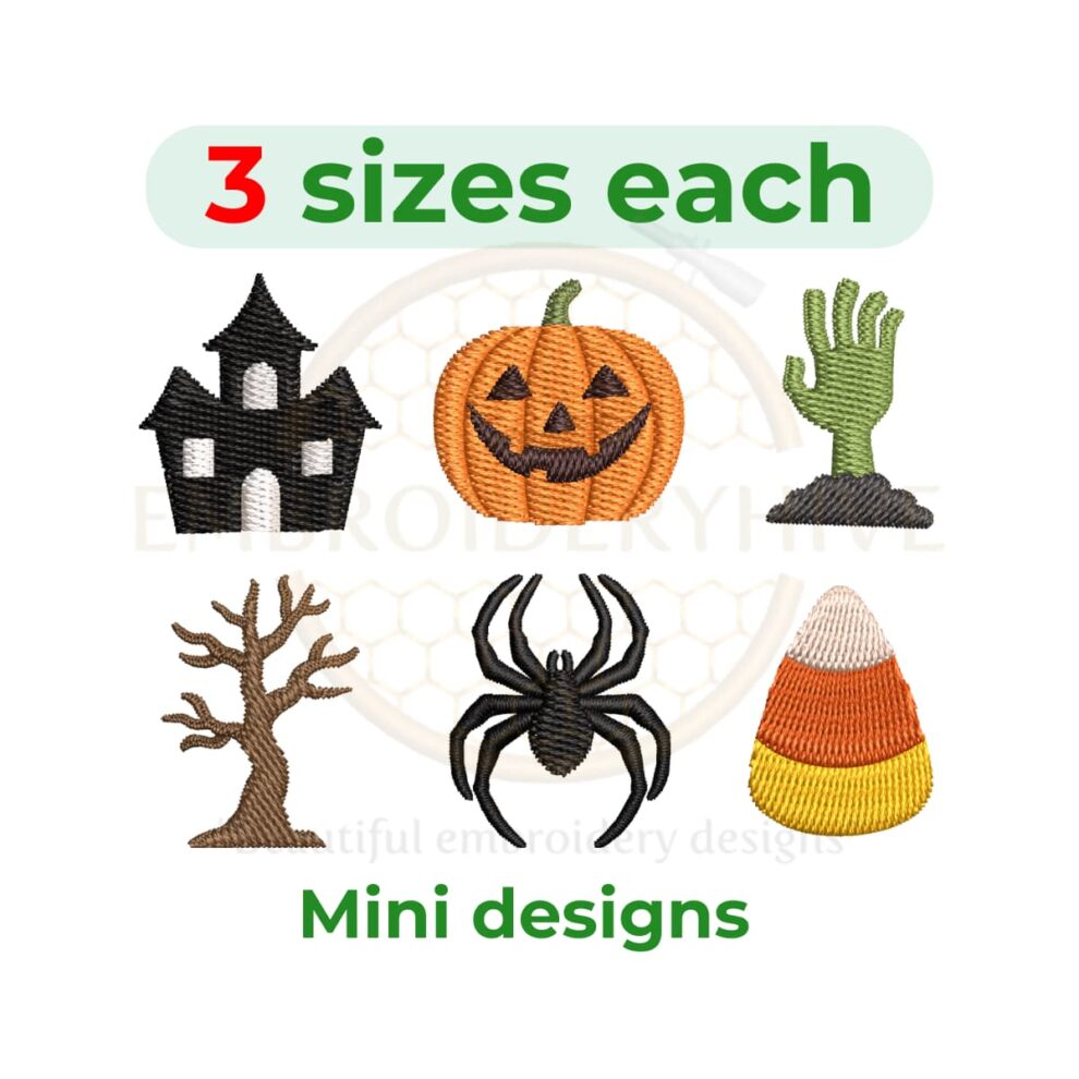 Mini Halloween Machine Embroidery Design Set (haunted house, jack O ...