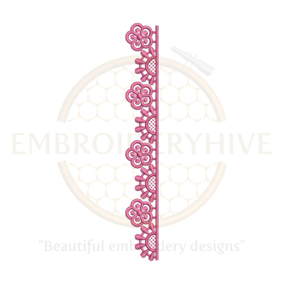 Floral Border Embroidery design-Side Floral Lace (E-0918) - EmbroideryHive